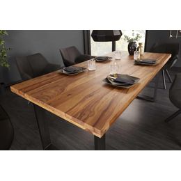 Riess Ambiente Massivholz Esstisch IRON CRAFT 160cm braun schwarz Sheesham stone finish Industrial Riess-Ambiente Esszimmertisch rechteckig 6 Personen...