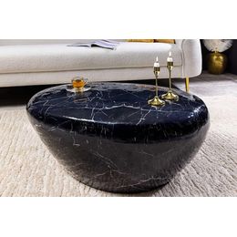 Riess Ambiente Handgefertigter Couchtisch STONE 75cm schwarz Marmor-Design Metall Riess-Ambiente Sofatisch Wohnzimmertisch oval Modern
