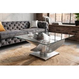 Riess Ambiente Maritimer Couchtisch OCEAN L 85cm silber antik Schiffsschraube mit Glasplatte Riess-Ambiente Sofatisch Wohnzimmertisch quadratisch