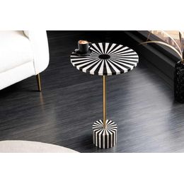Riess Ambiente Beistelltisch HARMONY NATURE 55cm schwarz wei&szlig; Mosaik rund Kunsthandwerk Riess-Ambiente