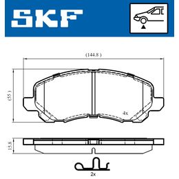 SKF Bremsbelagsatz, Scheibenbremse vkbp80169a f&uuml;r Peugeot Chrysler JEEP LANCIA DODGE MITSUBISHI
