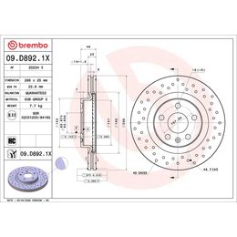 Brembo Bremsscheibe 09.D892.1X 296mm 25mm f&uuml;r Volvo ASIA GEELY LYNK & CO
