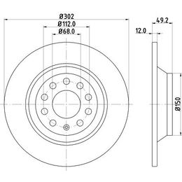 Hella Bremsscheibe 8dd355111181 302mm 12mm f&uuml;r Audi (FAW)