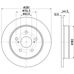 Hella Bremsscheibe 8dd355132401 281mm 12mm f&uuml;r TOYOTA (GAC) LEXUS (FAW)