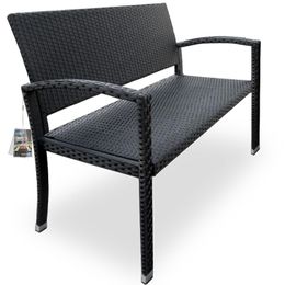 Casaria Polyrattan Gartenbank Schwarz 122x58x87cm