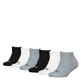 Sneakersocken Puma "Puma KIDS PLAIN SNEAKER 6P ECOM", M&auml;dchen, Gr. 27-30, schwarz-wei&szlig; (grau, wei&szlig;, schwarz), Baumwollmischung, normal, Socken Sneakersocken, mit verst&auml;rktem Zehenbereich