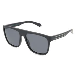 Polaroid 207373 | Herren-Sonnenbrille | Fassung: Vollrand, Browline, Kunststoff, Schwarz Matt | Glasfarbe: Grau