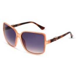 Guess GU7812 | Unisex-Sonnenbrille | Fassung: Vollrand, Quadratisch, Kunststoff, Lachs Gl&auml;nzend | Glasfarbe: Grau