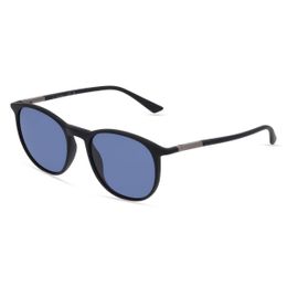 Calvin Klein CK22537S | Unisex-Sonnenbrille | Fassung: Vollrand, Oval, Kunststoff, Schwarz Matt | Glasfarbe: Blaugrau