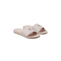 Pantolette Calvin Klein "ESS SLIDE CANVAS HDW", Damen, Gr. 40, hellgrau, Textil, Basic, Schuhe Pantolette, Strandschuh, Badeschuh, Flat mit Logo