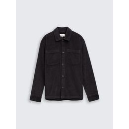 Tom Tailor Denim Herren Overshirt aus Cord, schwarz, Uni, Gr. S