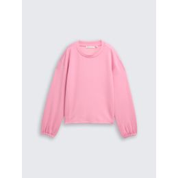 Tom Tailor Denim Damen Loose Fit Scuba Langarmshirt, rosa, Uni, Gr. XXL