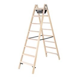 Munk Stufen-Stehleiter Holz beidseitig begehbar - 2x8 Stufen