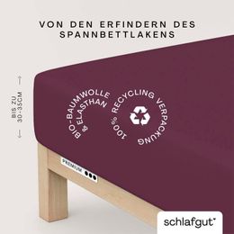 Spannbettlaken Schlafgut "PREMIUM Mako-Zwirn-Jersey, 220 g/m&sup2;, 95% Bio-Baumwolle, 5% Elasthan", lila (lila deep), 1 Stk., Mako-Zwirn-Jersey, 180-200x200-220 30cm, Mako-Zwirn-Jersey, Obermaterial: 95% Baumwolle, 5% Elasthan, Bettlaken, Spannbettlaken, Bettlaken bis 30 cm H&ouml;he, PREMIUM-Qualit&auml;t langlebig, perfekter Sitz