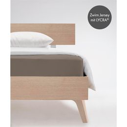Spannbettlaken Fleuresse "Comfort", grau (taupe), B:200cm, Jersey-Elasthan, Obermaterial: 96% Baumwolle, 4% Elasthan (LYCRA), Bettlaken, Spannbettlaken, langlebig & b&uuml;gelfrei,Perfekte Passform durch POWER-STRETCH