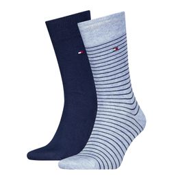 Socken Tommy Hilfiger "TH MEN SMALL STRIPE SOCK 2P", Herren, Gr. 39-42, light blau melange, Baumwollmischung, Elasthan, Polyamid, normal, Socken Socken, Tommy Hilfiger-Branding