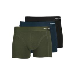Jack & Jones Trunk JACK & JONES "JACBASIC BAMBOO TRUNKS 3 PACK NOOS", Herren, Gr. M, 3 Stk., gr&uuml;n (forest night), Jersey, Obermaterial: 65% Viskose, 30% Baumwolle, 5% Elasthan, unifarben, Unterhosen