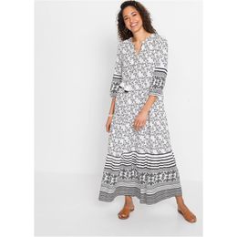 bonprix Maxikleid aus flie&szlig;ender Viskose, wei&szlig;, Gr.42, Sommerliches Maxikleid mit leichten Ballon-&Auml;rmeln, aus Viskose