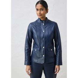 bonprix Lederjacke aus Lammnappa, blau, Gr.40, Klassische Lederjacke mit Stehkragen und aufw&auml;ndigen Details, aus Nappaleder