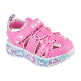 Sandale Skechers "PLAY SCENE SPLASH", M&auml;dchen, Gr. 21, pink (rosa), Lederimitat, Schuhe Sandale, Badeschuh mit bunter Sohle, Gr&ouml;&szlig;enschablone zum Download