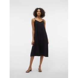 V&eacute;ro Moda Spaghettikleid VERO MODA "VMJOSIE CALF SINGLET DRESS WVN GA NOOS", Damen, Gr. S, N-Gr, schwarz, Web, Obermaterial: 80% Viskose, 20% Nylon, unifarben, kniebedeckend, V-Ausschnitt, Kleider, Viskosemischung