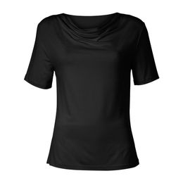 Wasserfallshirt Inspirationen "Shirt", Damen, Gr. 38, schwarz, 95% Viskose, 5% Elasthan, unifarben, Wasserfallausschnitt, Shirts