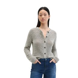 Marc O'Polo Cardigan MARC O'POLO "aus Bi-Color-Garn", Damen, Gr. XL, sanftes wei&szlig;, Obermaterial: 76% Baumwolle, 7% Viskose, 7% Polyacryl, 6% Polyester, 4% Polyamid, unifarben, regular fit, Rundhals, Strickjacken