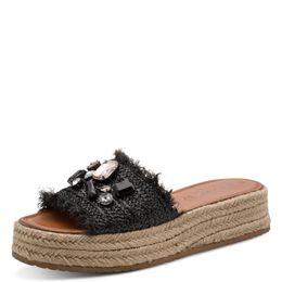 Pantolette Tamaris, Damen, Gr. 41, schwarz, Textil, geflochten, Schuhe Pantolette, Plateau, Schl&uuml;pfschuh, Sommerschuh mit funkelnden Schmucksteine
