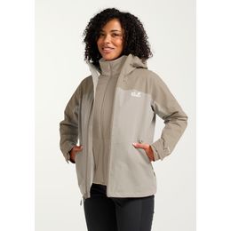 3-in-1-Funktionsjacke Jack Wolfskin "WILD PLACES 3IN1 JKT W", Damen, Gr. L (42/44), beige (palesand), Obermaterial: 100% Polyester. Futter: 100% Polyester. Innenjacke: 95% Polyester, 5% sonstige Fasern, Jacken