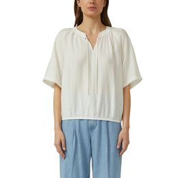 Klassische Bluse s.Oliver, Damen, Gr. 44, sanftes wei&szlig;, Web, Obermaterial: 84% Viskose, 16% Polyamid, unifarben, relaxed fit normal, Rundhals, gerader Abschluss, Blusen Bluse, mit All-Over Print
