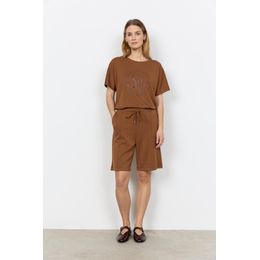 Kurzarmshirt soyaconcept "SC-BANU 301", Damen, Gr. M, toffee, Jersey, Obermaterial: 48% Modal, 48% Polyester, 4% Elasthan, bedruckt, normal, Rundhals, Shirts, Viskosemischung