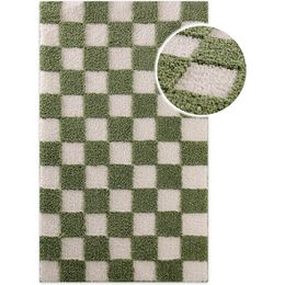 Badematte Wecon Home "Bobbi", gr&uuml;n, H:25mm, Oberfl&auml;che: 100% Polyester, Badematten, Badematte, Badteppich, Schachbrett-Design, weich, rutschhemmend, waschbar