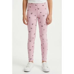 Leggings name it "NKFVIVIAN AOP LEGGING NOOS", M&auml;dchen, Gr. 134, N-Gr, cradle pink, Jersey, Obermaterial: 95% Baumwolle, 5% Elasthan, bedruckt, slim fit lang, Hosen Leggings