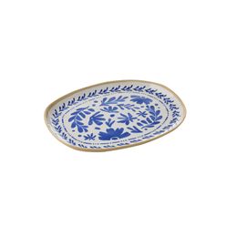 Tablett APS, blau, wei&szlig;, B:26,5cm H:2,5cm L:32,5cm, Melamin, Tabletts, Melamin, innen: Dekor, blau / wei&szlig;,au&szlig;en: beige