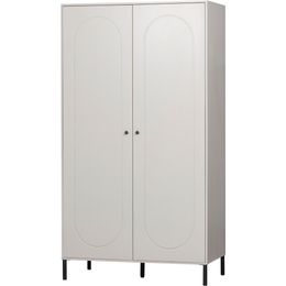 Garderobenschrank Woood "Xina mit geschliffener Oberfl&auml;che und HDF-R&uuml;ckwand (2-t&uuml;rig)", grau, B:110cm H:202cm T:58cm, FSC-zertifizierter Holzwerkstoff, Schr&auml;nke, Garderobenschrank, FSC Massivkiefer, 15 cm Standfu&szlig;, H&auml;nge- und Legbereich