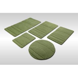 Badematte Wecon Home "Marc", reseda gr&uuml;n, H:25mm, Oberfl&auml;che: 100% Polyester, Badematten, Badematte, Badteppich, Hoch-Tief-Linien, weich, rutschhemmend, waschbar, getuftet