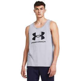 Trainingstop Under Armour "UA Sportstyle Tanktop mit Logo", Herren, Gr. M, grau (gray), Obermaterial: 60% Baumwolle, 40% Polyester, Tops, leichtes Material, schnell trocknendes Gewebe