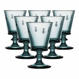 Wei&szlig;weinglas LA ROCH&Egrave;RE FRANCE "Weingl&auml;ser Biene Abeille 240 ml 6er Set", blau (nachtblau), B:8,5cm H:14,1cm &Oslash;:8,5cm, Glas, Trinkgef&auml;&szlig;e, Wei&szlig;weinglas, Sp&uuml;lmaschinengeeignet