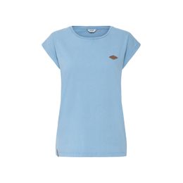 Rundhalsshirt oxmo "Rundhalsshirt OXSille", Damen, Gr. L, blau (silber lake blau), Obermaterial: 100% Baumwolle CO., Shirts Rundhalsshirt