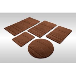 Badematte Wecon Home "Marc", nuss braun, H:25mm, Oberfl&auml;che: 100% Polyester, Badematten, Badematte, Badteppich, Hoch-Tief-Linien, weich, rutschhemmend, waschbar, getuftet