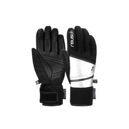 Skihandschuhe Reusch "Tessa STORMBLOXX&trade;", Damen, Gr. 7.5, silber (schwarz, silberfarben), 65% Polyester, 30% Ziegenleder, 5% Elasthan, mehrfarbig, Handschuhe, aus wasserdichtem und atmungsaktivem Material