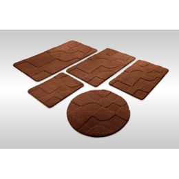 Badematte Wecon Home "Davie", nuss braun, H:25mm, Oberfl&auml;che: 100% Polyester, Badematten, Badematte, Badteppich, Hoch-Tief-Effekt, weich, rutschhemmend, waschbar, getuftet