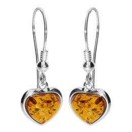 Paar Ohrh&auml;nger OSTSEE-SCHMUCK "- Herz 11 mm - Silber 925/000 - Bernstein" Gr. 29, silber (silber 925, silberfarben, wei&szlig;), Ohrringe, Damen, Silber 925 (Sterlingsilber)