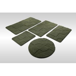 Badematte Wecon Home "Davie", kiefern gr&uuml;n, H:25mm, Oberfl&auml;che: 100% Polyester, Badematten, Badematte, Badteppich, Hoch-Tief-Effekt, weich, rutschhemmend, waschbar, getuftet