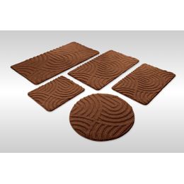 Badematte Wecon Home "Fiete", nuss braun, H:25mm, Oberfl&auml;che: 100% Polyester, Badematten, Badematte, Badteppich, Hoch-Tief-Effekt, weich, rutschhemmend, waschbar, getuftet