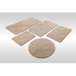 Badematte Wecon Home "Davie", sand beige, H:25mm, Oberfl&auml;che: 100% Polyester, Badematten, Badematte, Badteppich, Hoch-Tief-Effekt, weich, rutschhemmend, waschbar, getuftet