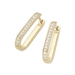 Paar Creolen "ovale Form, mit Zirkonia, Silber 925", gold, Giorgio Martello MILANO, Ohrringe, Damen, Silber 925 (Sterlingsilber)