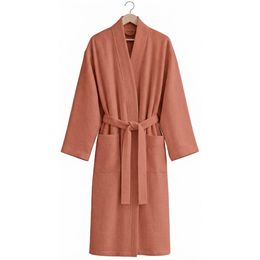 Bademantel Egeria "LIVA" Gr. L, tan, L:120cm, Baumwolle, Hausm&auml;ntel, Bademantel, Kimono, Waffelpiqu&eacute;