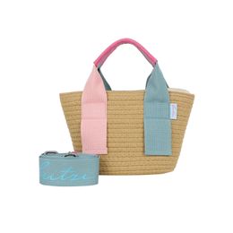 Schultertasche Fritzi aus Preussen "Happy Summer Cross", Damen, Gr. B/H/T: 7cm x 11cm x 20cm, beige, blau, Polypropylen, mehrfarbig, Taschen Schultertasche, mit bequemem Webbing-Gurt