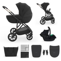 Kombi-Kinderwagen Kinderkraft "PRIME 3 3in1", Kinder, venezian schwarz, Polyester, Stahl, Kinderwagen, inkl. Babyschale MINK